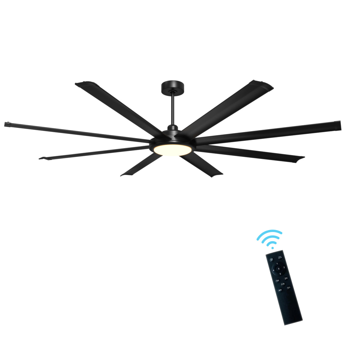 Eureka 80" 8 Blades Ceiling Fan with Remote Control and LED Light Kit