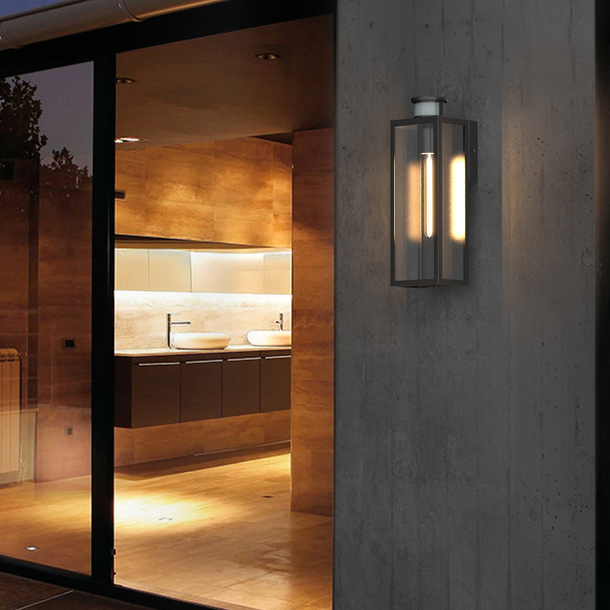 MOSCOW Exterior Outdoor Light motion sensor Matt Black IP44 with LED B