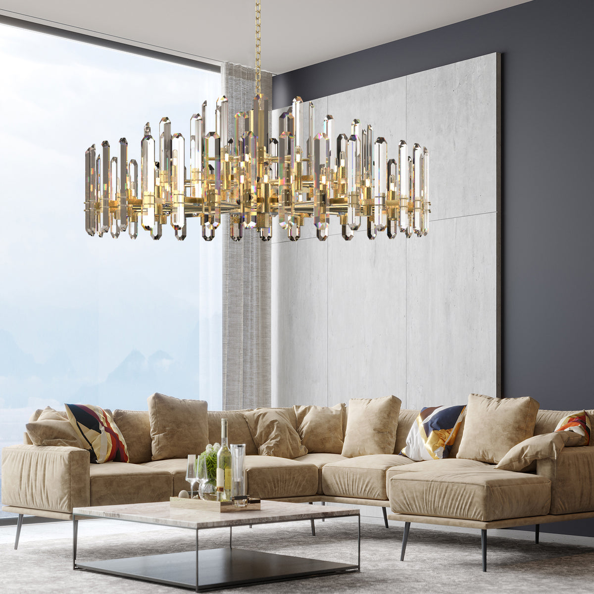 MELODY Contemporary K9 Crystal Chandelier with Ultra-Clear Crystal Gla