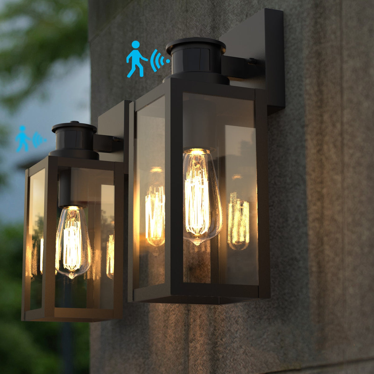 BRUCE Classic Outdoor Exterior Wall Light Motion Sensor Matt Black IP4