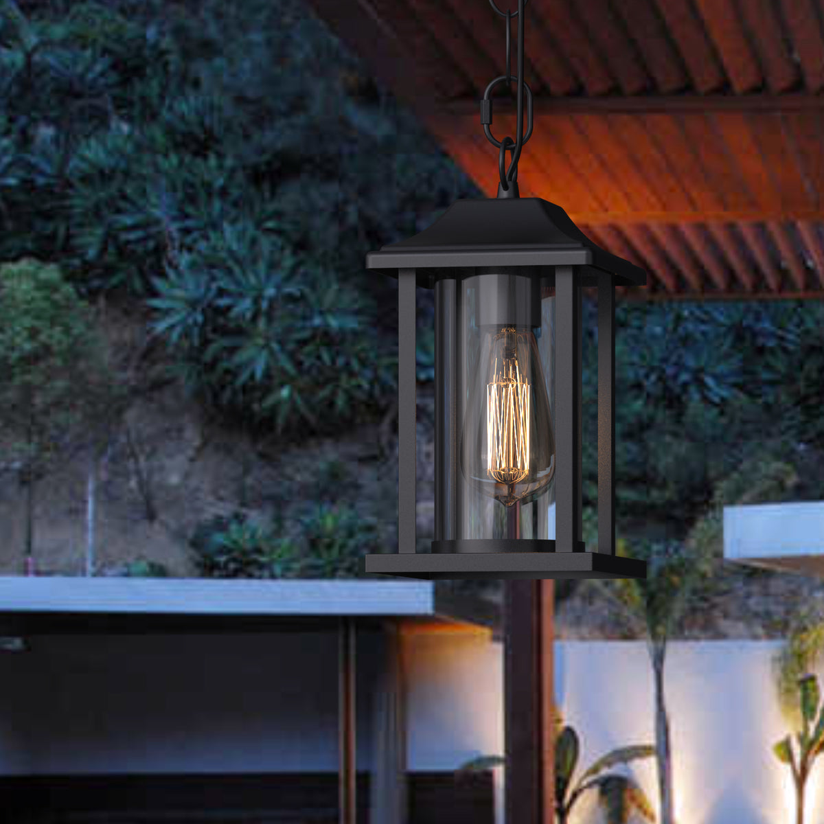 JULIA Outdoor Hanging Porch Light with Adjustable Chain Doorway Front
