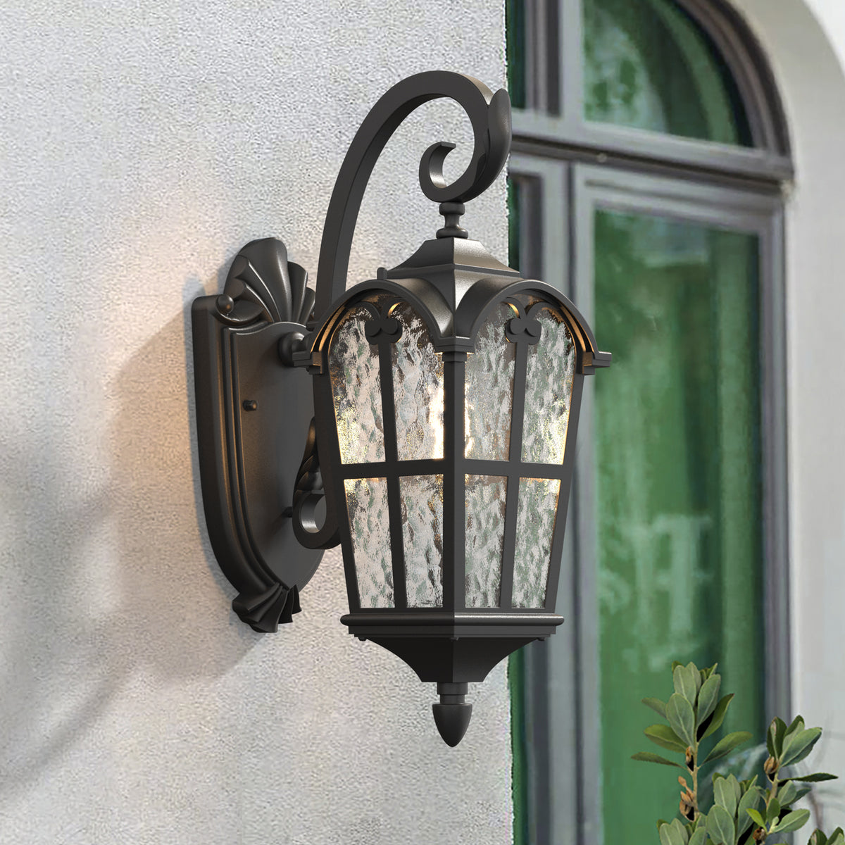 HALEY Provincial Style Exterior Outdoor Lantern Wall Light Aluminium D