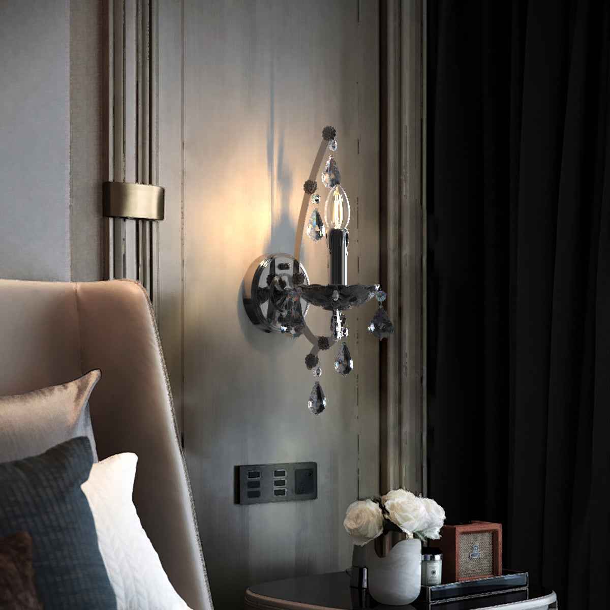 PARIS Provincial Style K9 Crystal Wall Light E14 Candelabra bulb