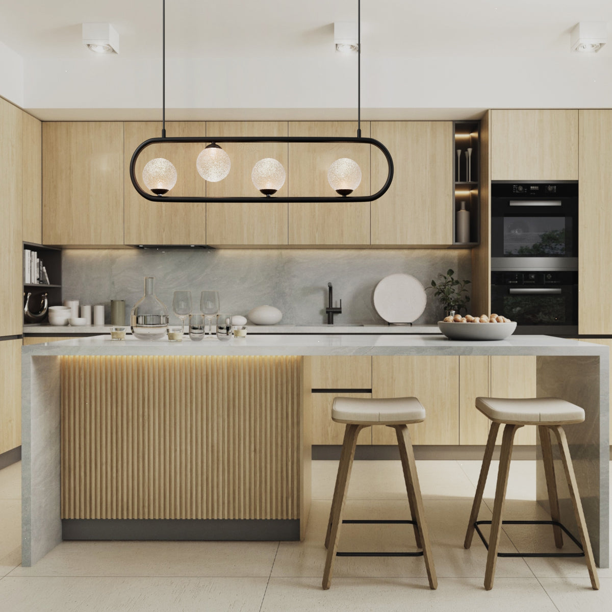 ALFA 4-Lights Modern Style Glass Pendant Light fixtures Dining Room Ki