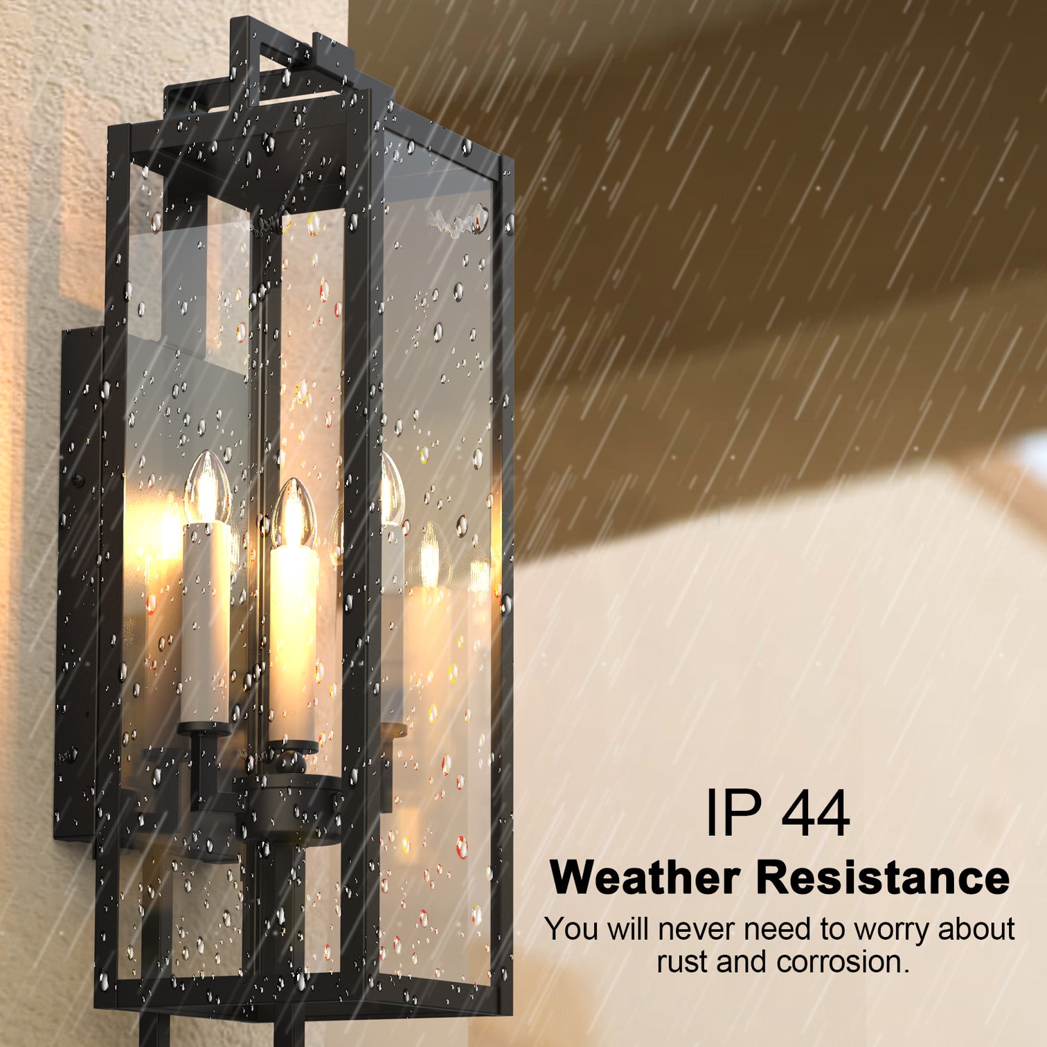 ANTONIO Outdoor Exterior Wall Light Fixture Matt Black IP44 Weather Pr