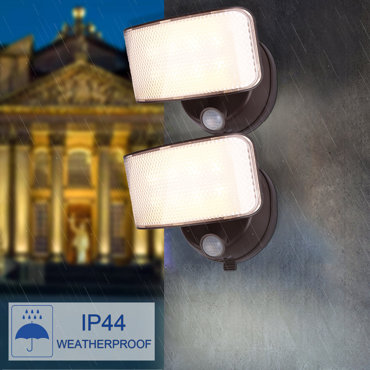 2X LED 7W Brown Outdoor Garage Security Light Adjustable Floodlight IP